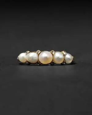 Alexis Bittar Antique Victorian 14k Ring With Diamond And Pearl - Gold