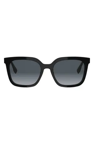 Fendi Forever 56mm Gradient Square Sunglasses Shiny Black/gradient Smoke