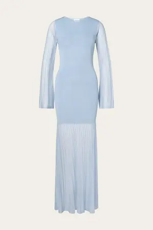 MALINA Haisley Sheer Knitted Maxi Dress - Sky