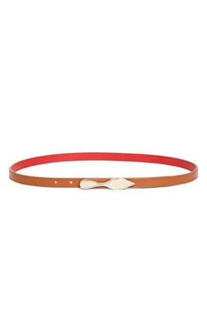 CHRISTIAN LOUBOUTIN Bettina Reversible Leather Skinny Belt - Cuoio/loubi/gold