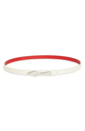 CHRISTIAN LOUBOUTIN Bettina Reversible Leather Skinny Belt - Suzuran/loubi/silver