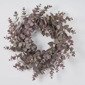 DARBY CREEK TRADING Frosted /green Eucalyptus Front Door All Seasons Spring Wreath - Purple