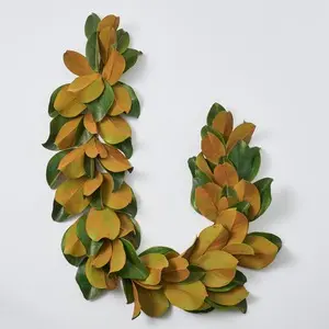 DARBY CREEK TRADING Real Touch Magnolia Leaf All Seasons Outdoor Hanging Front Door Garland - Green