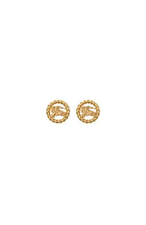 Burberry Equestrian Knight Design Stud Earrings - Gold