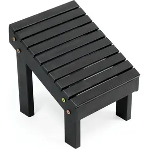 JONATHAN Y Saru Minimalist Solid Acacia Wood Shower Foot Rest For Shaving Legs - Black