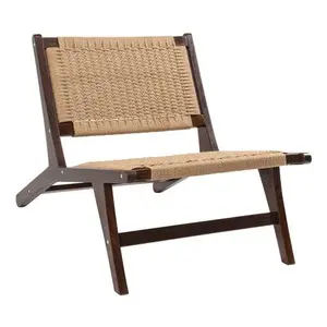 JONATHAN Y Parker Mid-century Modern Woven Seagrass Wood Armless Indoor Lounge Chair - Dark Brown