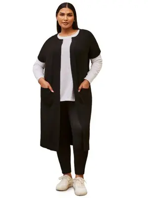 LIVE UNLIMITED Ribbed Neck Longline Cardigan
