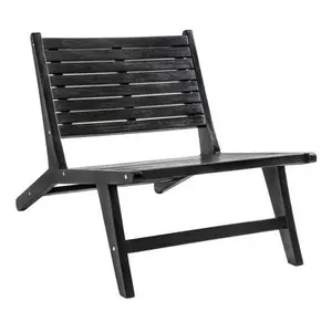 JONATHAN Y Leo Mid-century Modern Wood Armless Outdoor Lounge Chair - Black