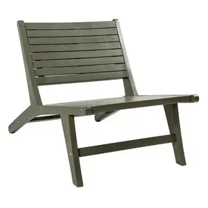 JONATHAN Y Leo Mid-century Modern Wood Armless Outdoor Lounge Chair - Olive Green