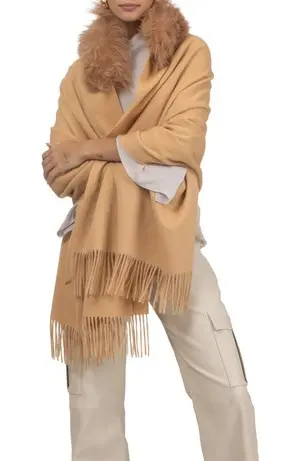 Gorski Select Cashmere Stole With Select Collar - Light Camel
