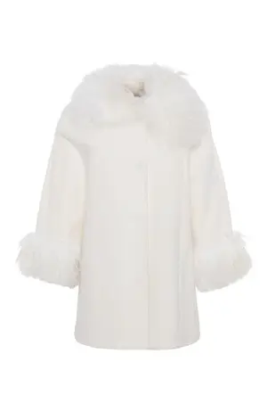 Gorski Wool Cape With Shearling Collar And Cuffs - Ivory