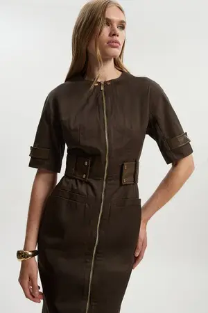 Karen Millen Cotton Utility Midi Dress