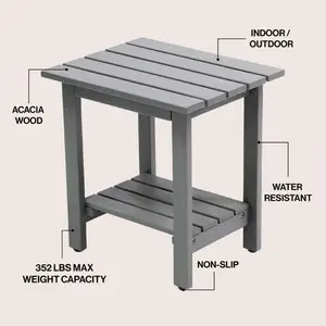 JONATHAN Y Kellie Modern Wood Outdoor Side Table - Gray