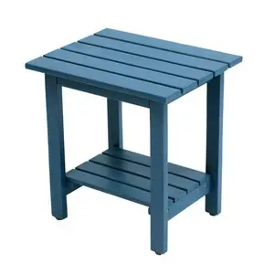 JONATHAN Y Kellie 16.1" Cottage Classic Slatted Solid Acacia Wood Indoor/outdoor Side Table With Shelf - Nautical Blue