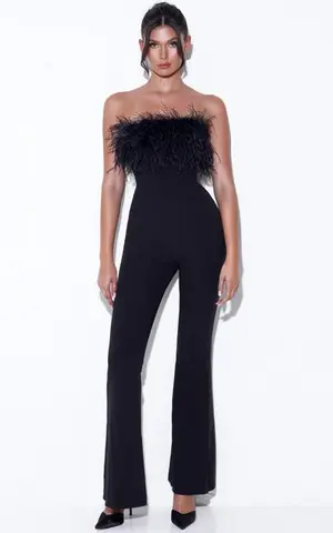 MISS CIRCLE Kylan Feather-trimmed Jumpsuit