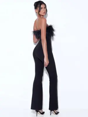 MISS CIRCLE Kylan Feather-trimmed Jumpsuit