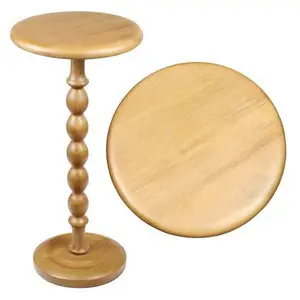 JONATHAN Y Augustus 24.5" Cottage Classic Spindle Wood Pedestal Round Drink Table And Decorative End Table - Natural