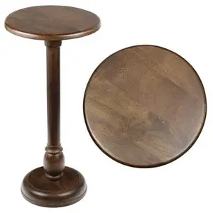 JONATHAN Y Leopold 24.5" Cottage Designer Mango Wood Pedestal Round Drink Table And Decorative End Table - Dark Brown