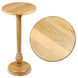 JONATHAN Y Leopold 24.5" Cottage Designer Mango Wood Pedestal Round Drink Table And Decorative End Table - Natural