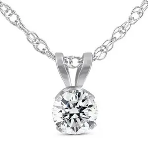 BLISS DIAMOND 1/3 Ct Lab Grown Diamond Solitaire Pendant Necklace - 14k White Gold
