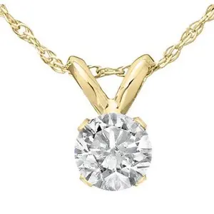 BLISS DIAMOND 1/3 Ct Lab Grown Diamond Solitaire Pendant Necklace - 14k Yellow Gold