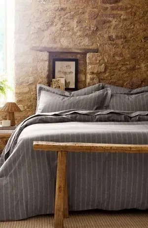 CHRISTY Flannel Stripe Brushed Cotton Duvet Cover Sets - Silver