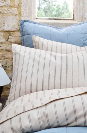 CHRISTY Flannel Stripe Brushed Cotton Pillow Sham Pairs - Oat