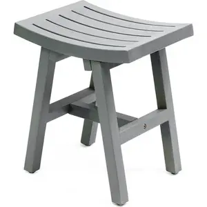JONATHAN Y Tamlyn 15.75" Traditional Classic Slatted Solid Acacia Wood Indoor/outdoor Shower Stool - Gray