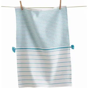 TAG Aqua Beach Stripe Cotton Dishtowel For Kitchen Cleaning - Blue