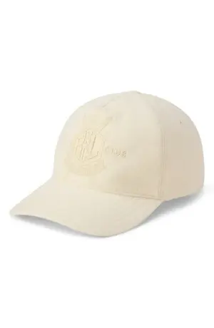 Ralph Lauren Purple Label Embroidered Cashmere Melton Baseball Cap - Classic Cream