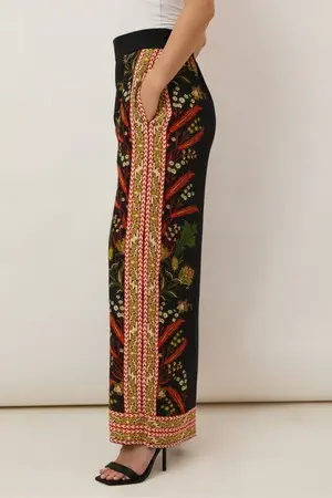 RAISHMA Reyna Wide-leg Trousers With Floral Embroidery