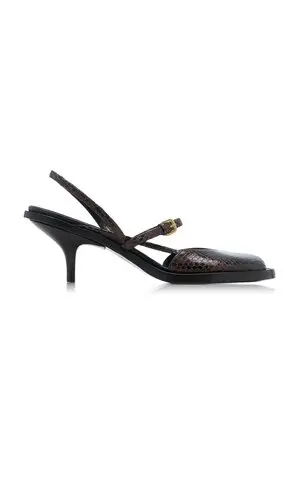 Dries Van Noten Slingback Python-effect Leather Pumps