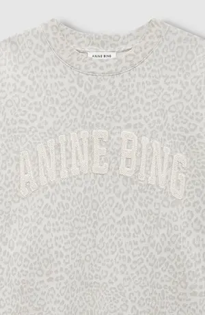 ANINE BING Miles Sweatshirt - Washed White Leopard