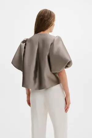 MALINA Cleo Pouf Balloon Sleeve Blouse - Graphite