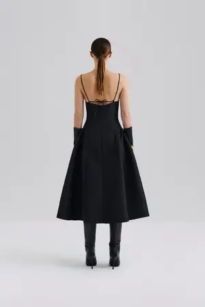 MALINA Calista Exaggerated Hip Midi Dress