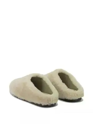 Prada Fur Flat Mules - Neutrals