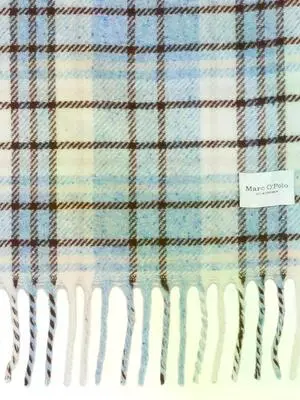 Marc O'polo Checked Fringed Scarf - Blue