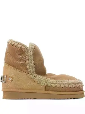 Mou Embellished Logo Crocheted Boots - Neutrals