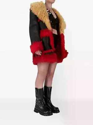 Prada Leather Coat With Fur Trim
