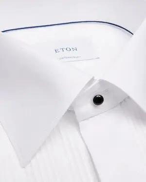 Eton Apos;s Contemporary Fit Cotton Plisse-bib Dress Shirt - White