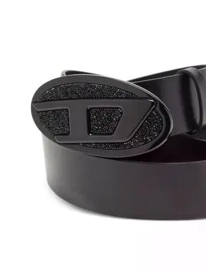 DIESEL® B-1dr 2.0 Full Rocks Leather Belt - Black