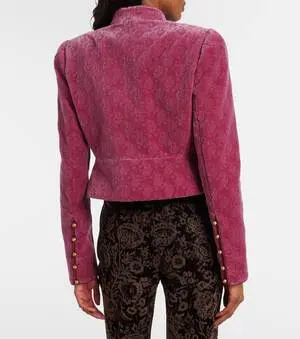 Chloé Floral Cropped Cotton Velvet Jacket - Purple