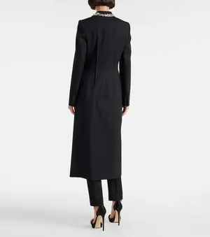 Alexander McQueen Embellished Grain De Poudre Wool Coat
