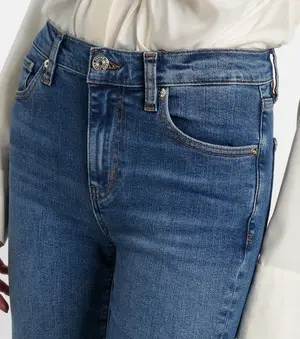 FRAME Icon Long Mid-rise Flared Jeans - Blue