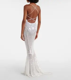 Norma Kamali Sequined Open-back Gown