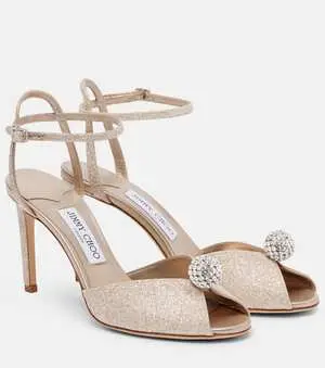 JIMMY CHOO Sacora 85 Glitter Peep-toe Sandals - Gold