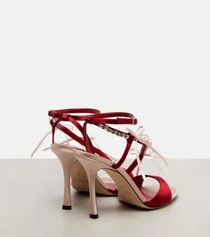 JIMMY CHOO Lula 100 Embellished Satin Sandals - Red
