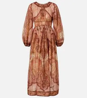Zimmermann Wanderlust Printed Midi Dress - Burgundy