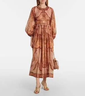 Zimmermann Wanderlust Printed Midi Dress - Burgundy