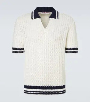 Orlebar Brown Swift Crochet Striped Cotton Polo Shirt - White